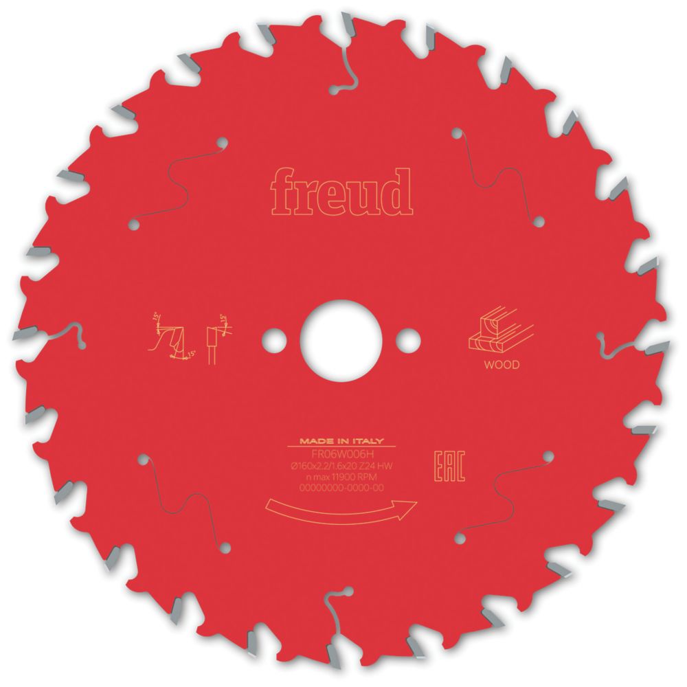 Freud Wood Circular Saw Blade 160mm x 20mm 24T - Screwfix