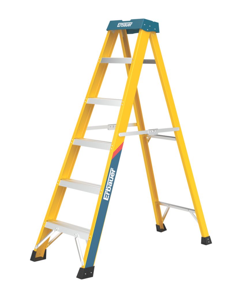 Erbauer Fibreglass 1.62m 6 Step Swingback A Frame Step Ladder - Screwfix