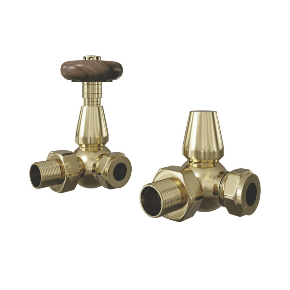 ETAL Harrow 15mm x 1/2" Brushed Brass Corner Traditional Thermostatic ...