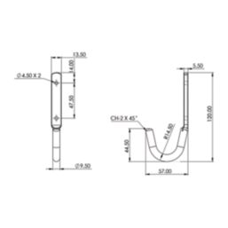 Essentials Single Hooks Zinc Plated 120mm 5 Pack - Screwfix