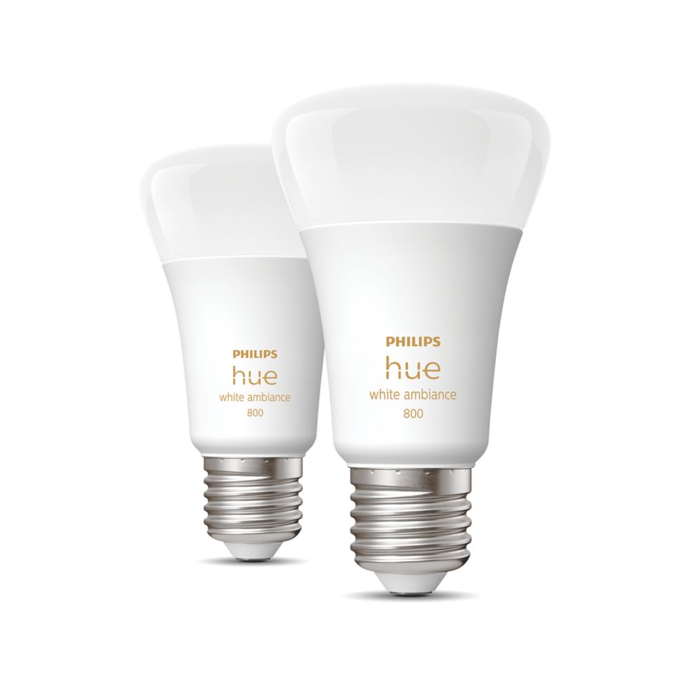 Philips Hue E27 A60 LED Smart Light Bulb 6W 800lm 2 Pack - Screwfix