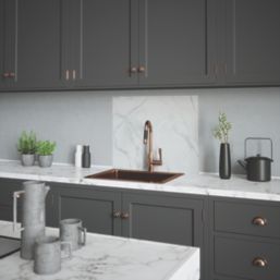 House Beautiful Calacatta White/Grey Kitchen Splashback 900mm x 750mm x ...