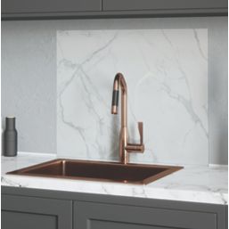 House Beautiful Calacatta White/Grey Kitchen Splashback 900mm x 750mm x ...