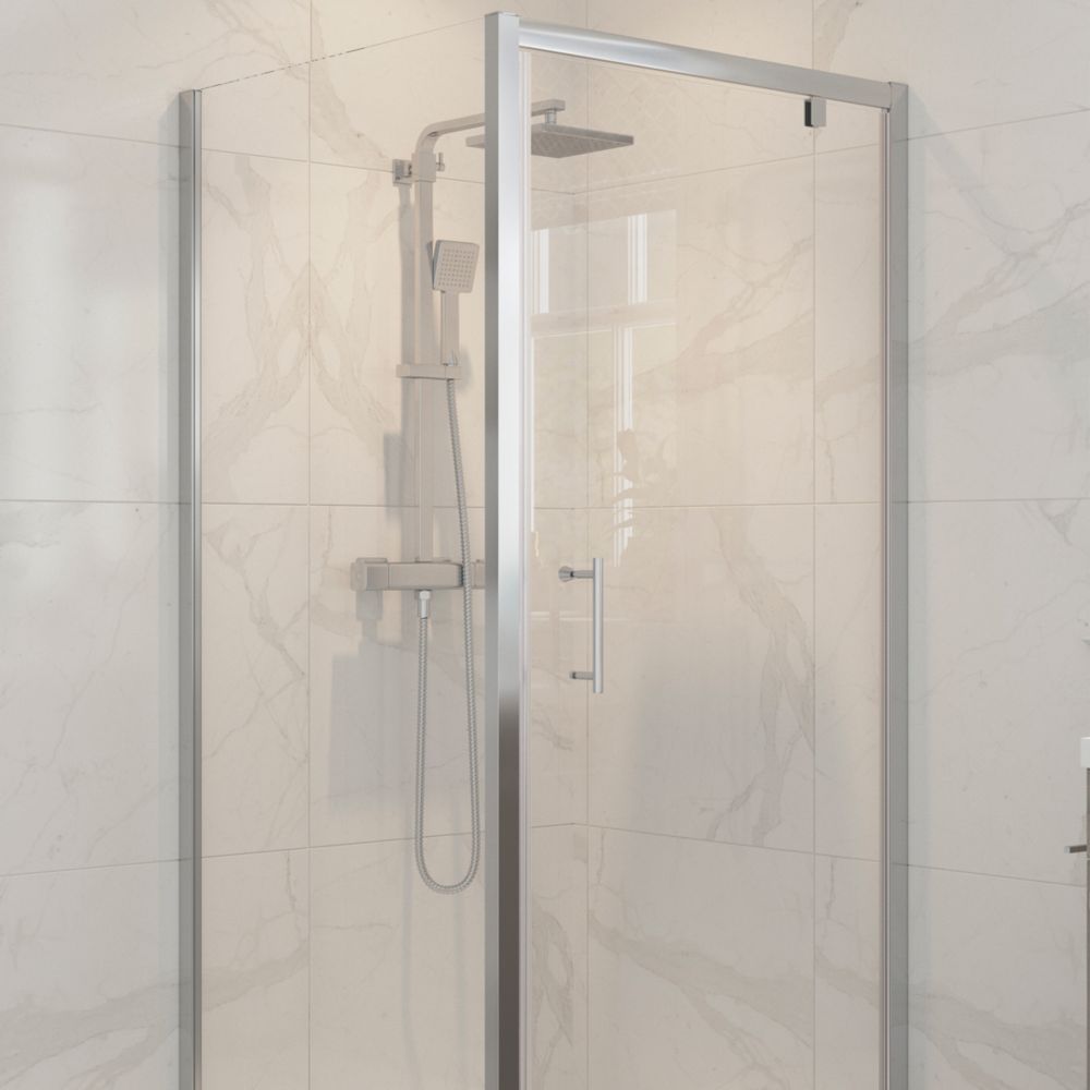 Semi-Framed Side Panel Polished Silver 900mm - Screwfix