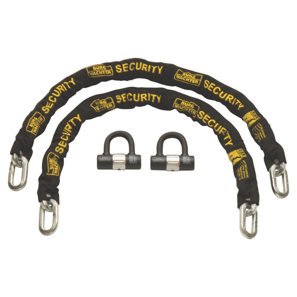 Burg-Wachter Hardened Steel Heavy Duty Security Kit: 2 x Chain, 2 x ...