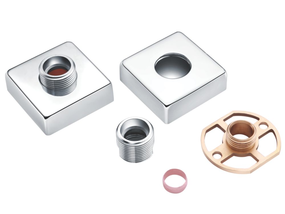 Highlife Bathrooms Square Shower Brackets Chrome - Screwfix