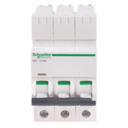 Schneider Electric IKQ 40A TP C Curve 3-Phase MCB - Screwfix