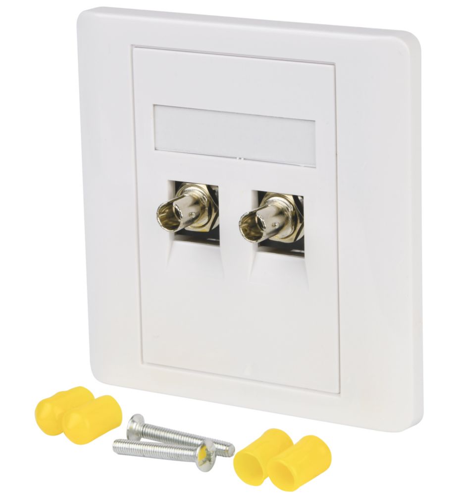 Labgear 1-Gang Double Fibre Socket White - Screwfix