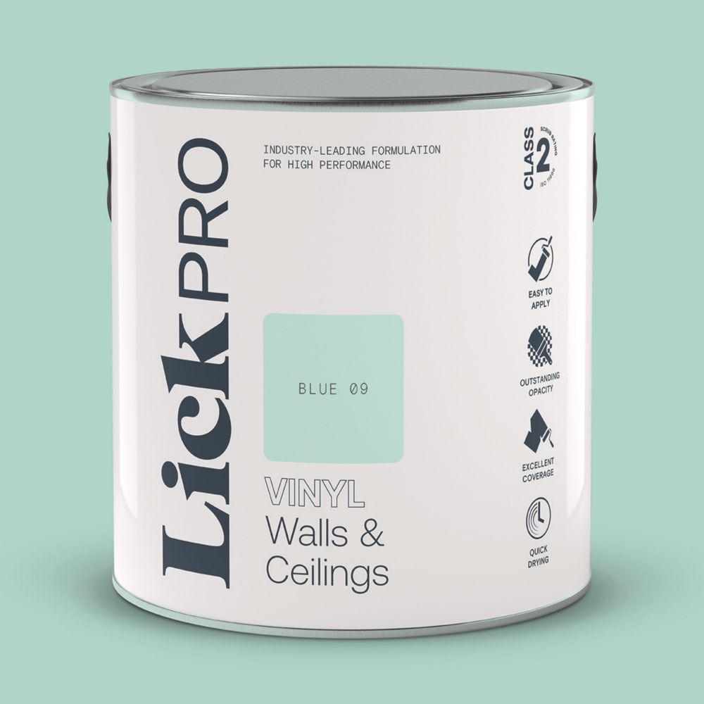 LickPro 2.5Ltr Blue 09 Vinyl Matt Emulsion Paint - Screwfix