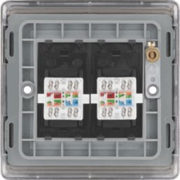 British General Nexus Metal 2-Gang Double RJ45 Ethernet Socket Black ...