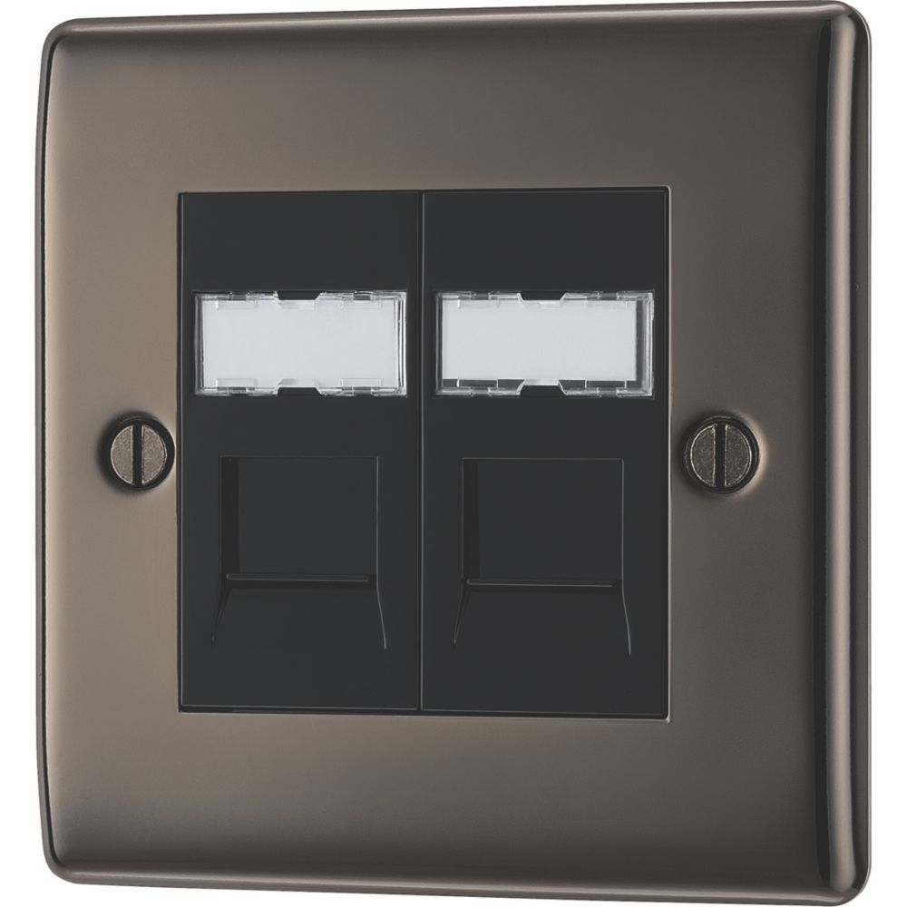 British General Nexus Metal 2-Gang Double RJ45 Ethernet Socket Black ...
