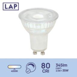 LAP Wide Beam Angle GU10 LED Light Bulb 345lm 2.5W 5 Pack - Screwfix