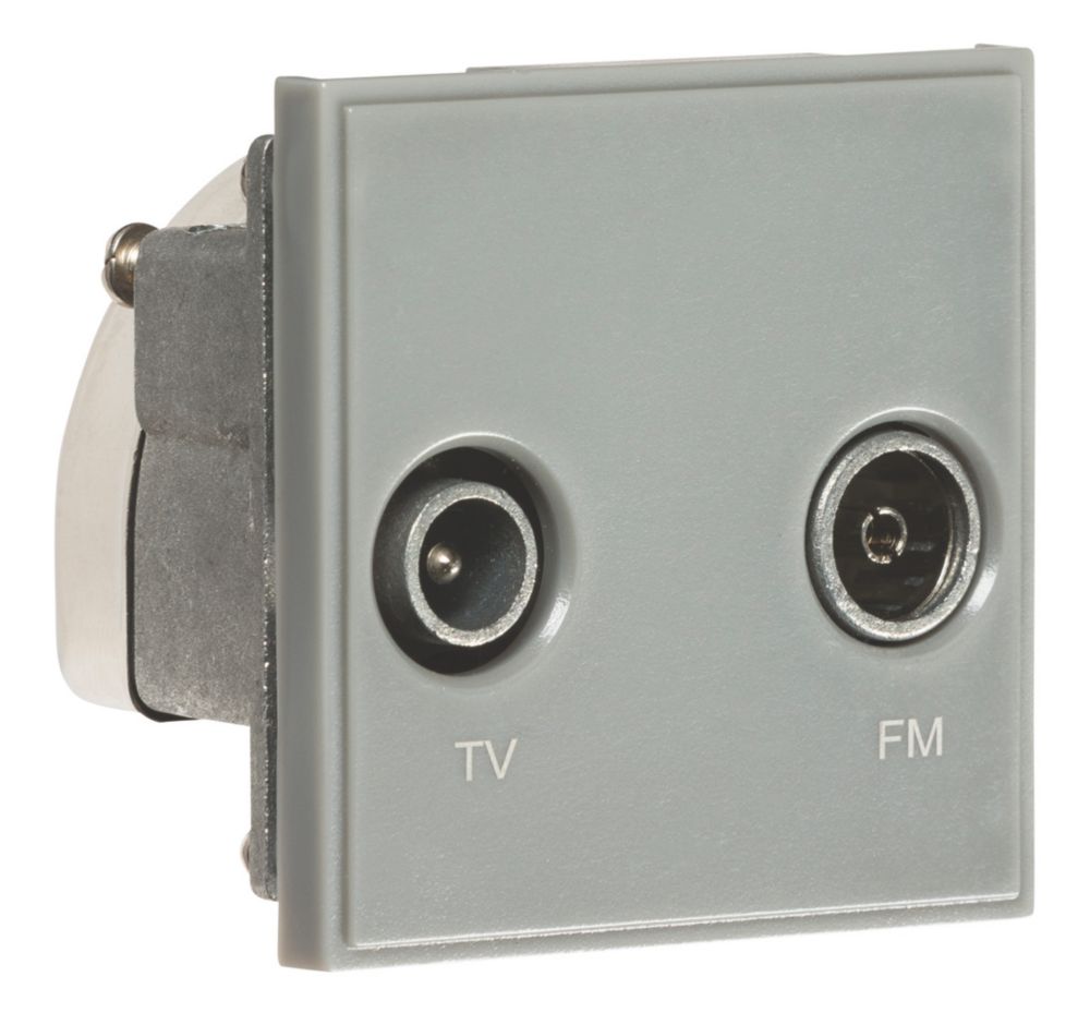 Knightsbridge Duplex Modular Multimedia Socket Grey - Screwfix