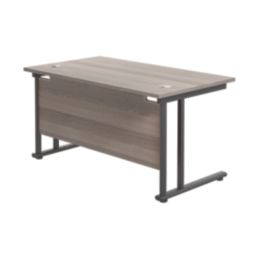 TC Group Aztec Twin Upright Rectangular Office Desk Grey Oak/Black ...