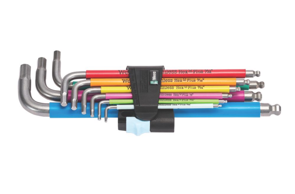 Wera 3950/9 Hex-Plus Multicolour Stainless 1 Imperial L-Key Set 9 Pcs ...
