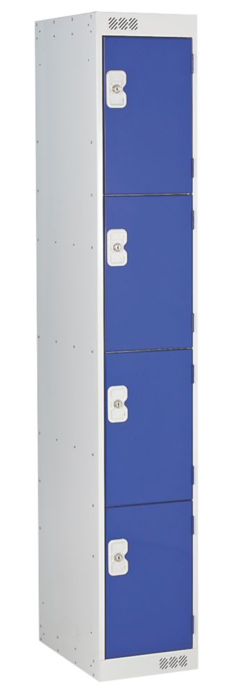 LinkLockers 4-Door Security Locker 1800mm x 300mm Blue - Screwfix