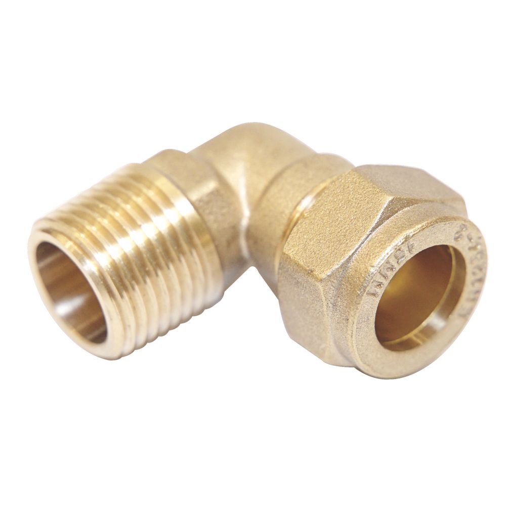 Flomasta Brass Compression Adapting Male Elbow 15mm x 1/2" - Screwfix