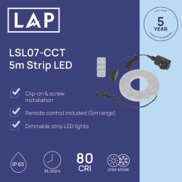 LAP 5m LED Strip Light 20W 2000lm - Screwfix