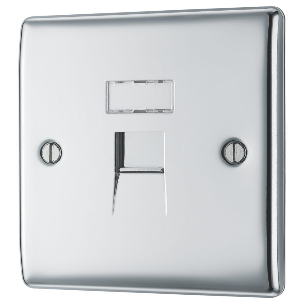 British General Nexus Metal 1-Gang RJ45 Ethernet Socket Polished Chrome ...