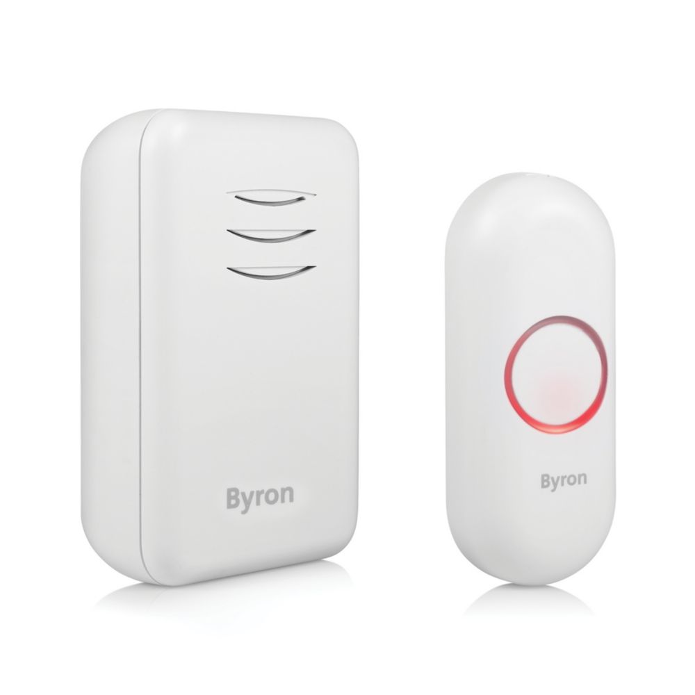 Byron DBY-22311 Battery-Powered Wireless Portable Doorbell Kit White ...