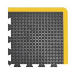 COBA Bubblemat Anti-Fatigue Floor Corner Mat Black/Yellow 0.5m x 0.5m x ...