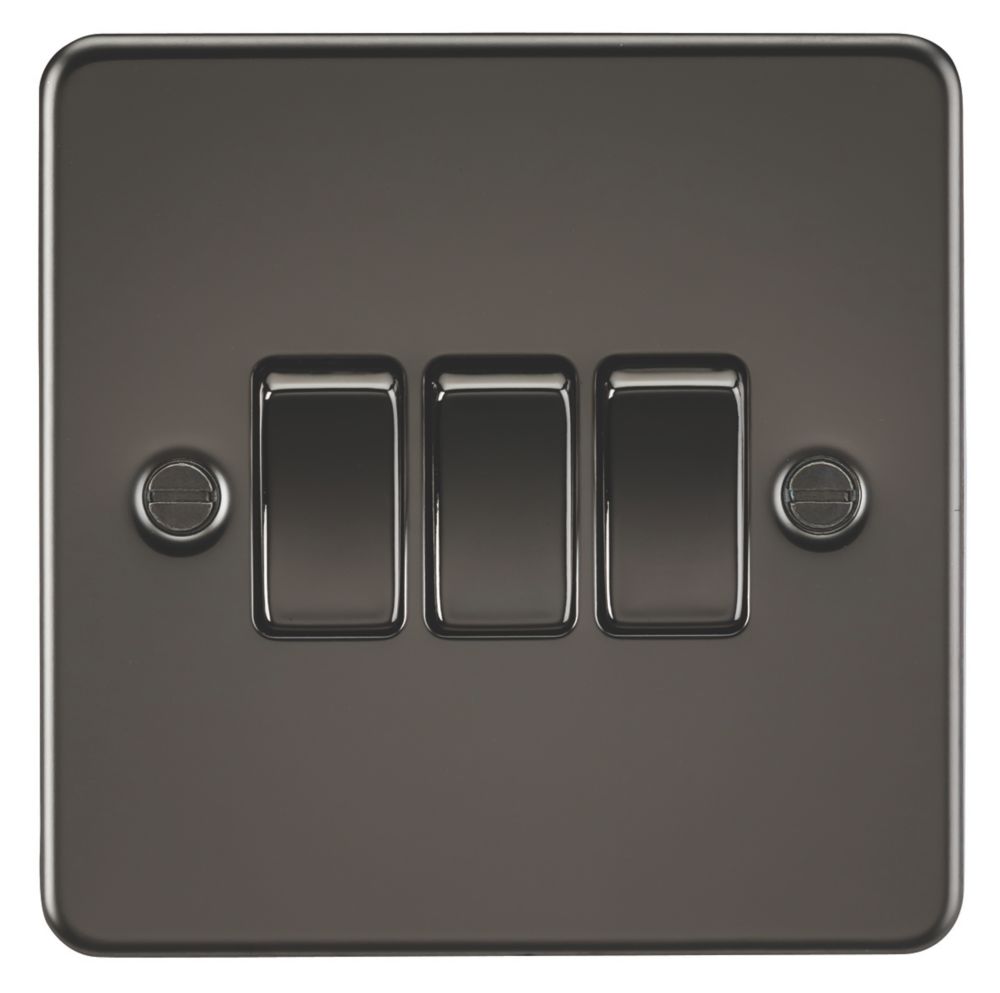 Knightsbridge 10AX 3-Gang 2-Way Light Switch Gunmetal - Screwfix