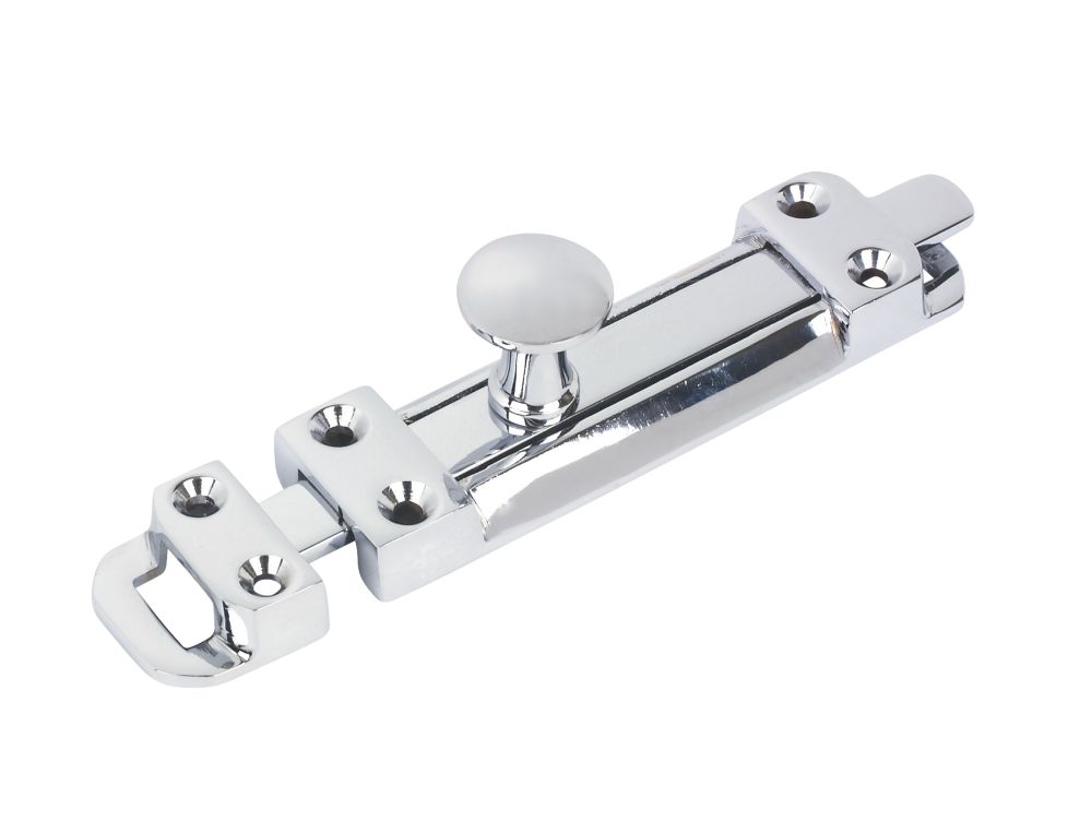 Heavy Duty Door Bolt Polished Chrome 100mm - Screwfix