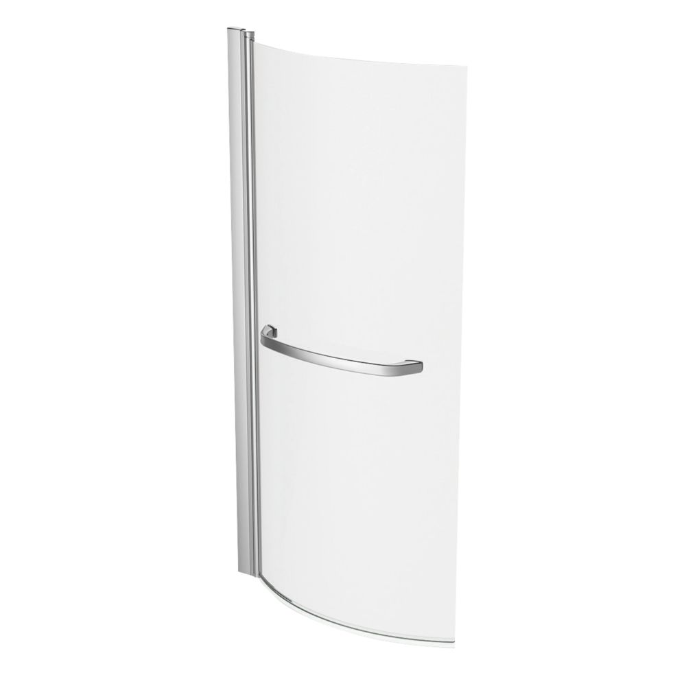 Aqualux Frameless Polished Silver Bath Screen 736 x 1500mm | Curved Shower Screens | Screwfix.com