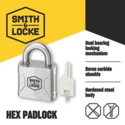 Smith & Locke Steel Water-Resistant Padlock 55mm - Screwfix
