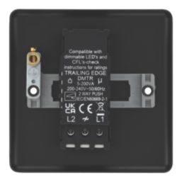 LAP 1-Gang 2-Way LED Dimmer Switch Matt Black with Colour-Matched ...