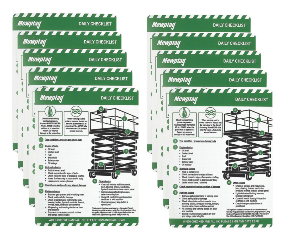 Scafftag MEWP Tag Inserts 10 Pack - Screwfix