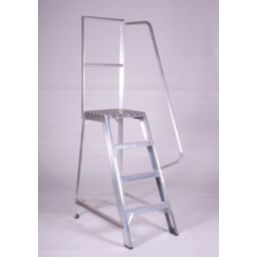 TB Davies Aluminium 0.74m Silver 3 Step Podium Steps - Screwfix