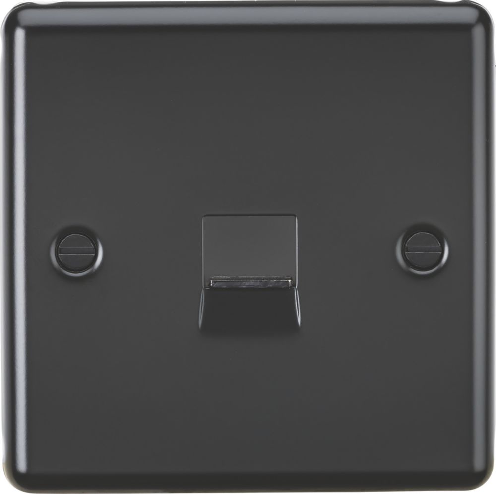 Knightsbridge 1-Gang Slave Telephone Socket Matt Black with Colour ...