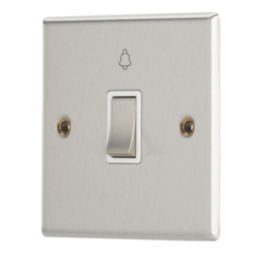 Contactum Iconic 10AX 1-Gang 1-Way Retractive Bell Switch Brushed Steel ...