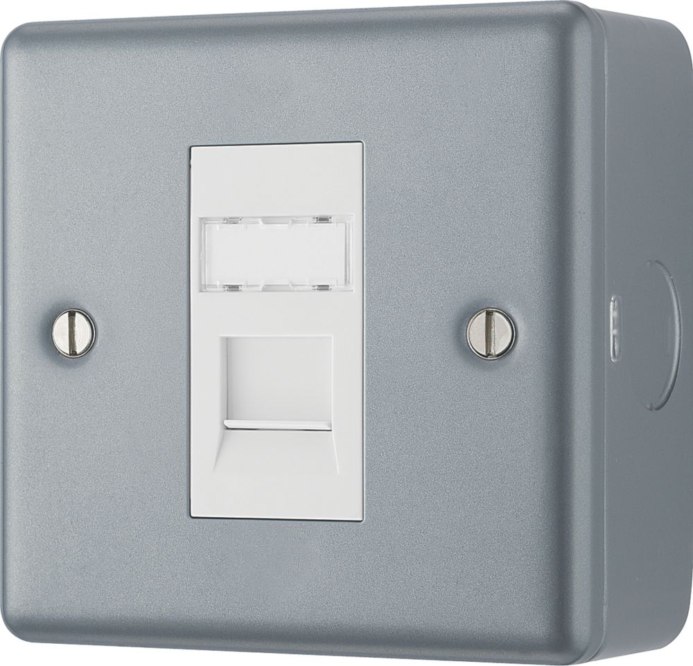 British General Metal Clad RJ45 Ethernet Socket Grey with White Inserts ...