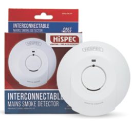 Hispec Fast Fix PE/FF Mains Interlinked Optical Smoke Alarm - Screwfix