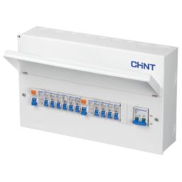 Chint NX3 18-Module 10-Way Populated Dual RCD Consumer Unit - Screwfix