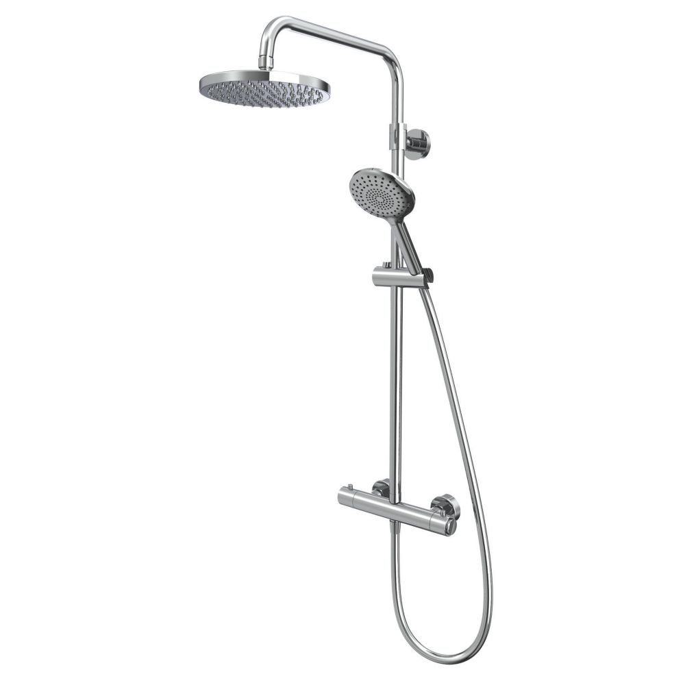Meda Rear-Fed Exposed Chrome Thermostatic Push Button Mixer Shower ...