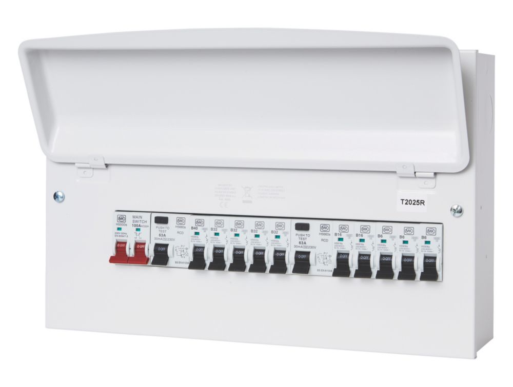MK Sentry 16-Module 10-Way Populated Dual RCD Consumer Unit - Screwfix