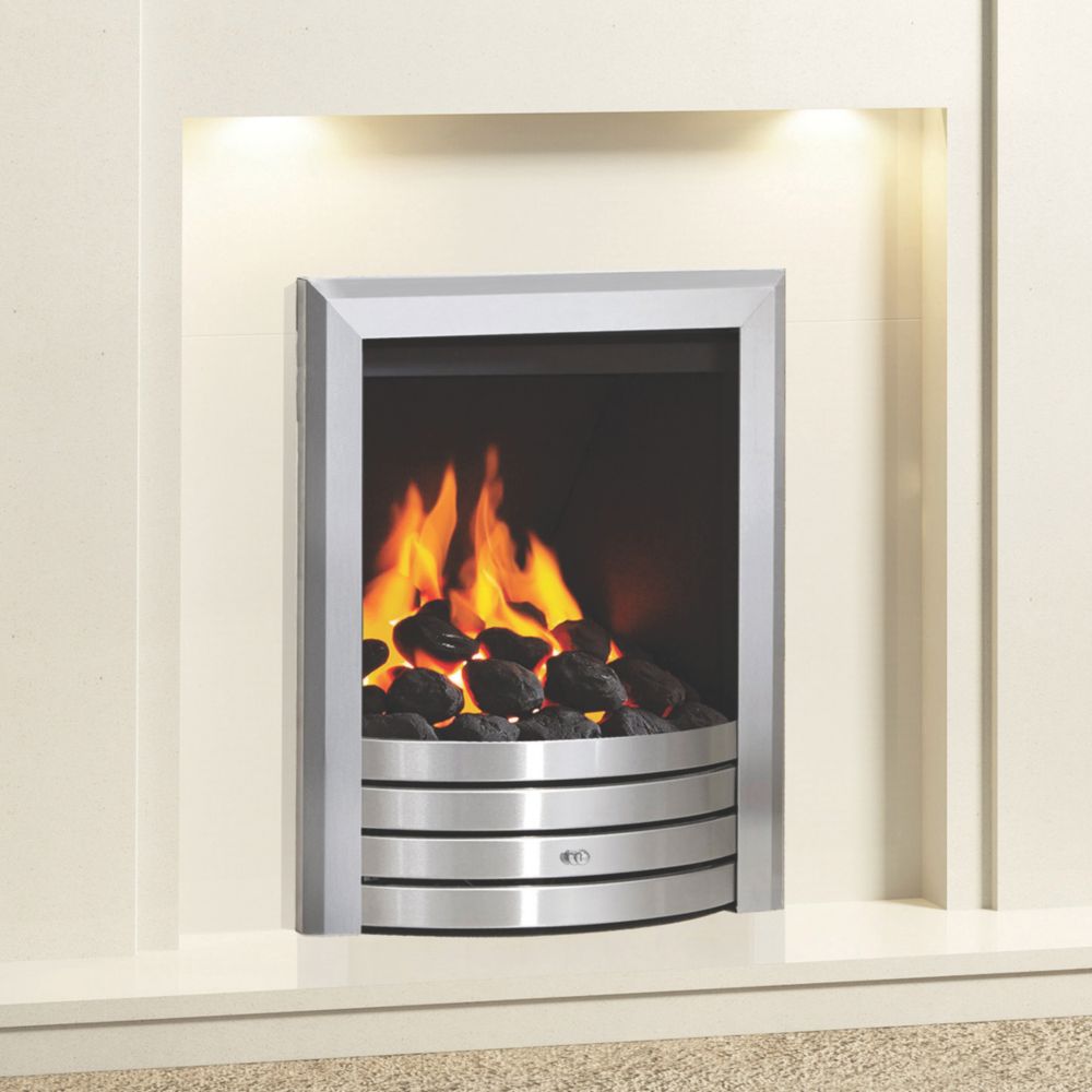 Be Modern Design Brushed Steel Rotary Control Inset Gas Manual Fire ...