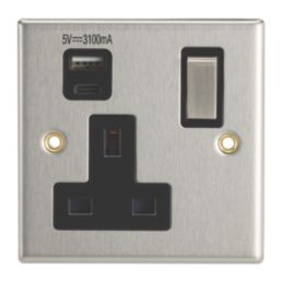 Contactum iConic 13A 1-Gang DP Switched Socket + 3.1A 15.5W 1-Outlet ...