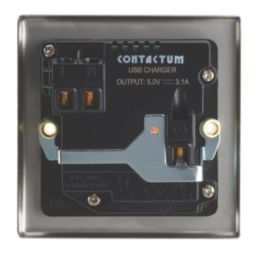 Contactum iConic 13A 1-Gang DP Switched Socket + 3.1A 15.5W 1-Outlet ...