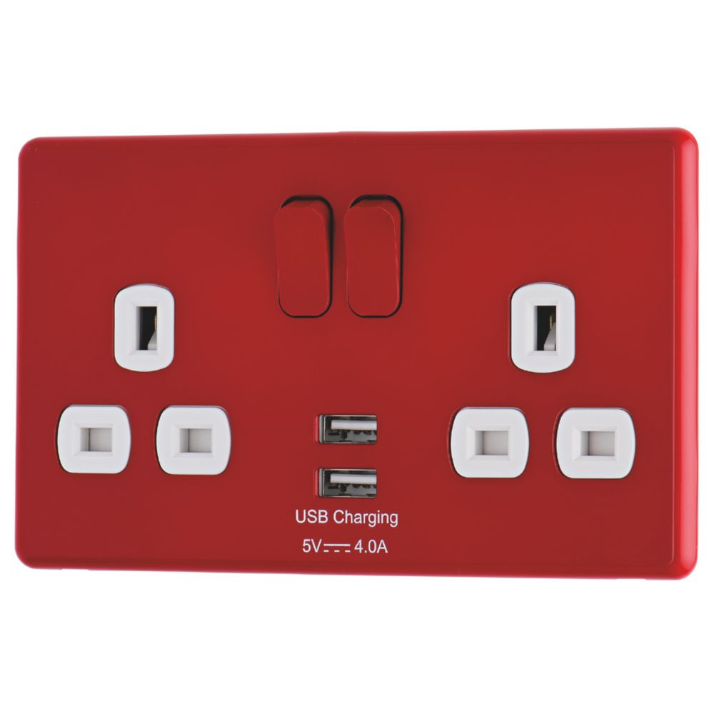 Arlec 13A 2-Gang SP Switched Socket + 4A 15W 2-Outlet Type A USB ...