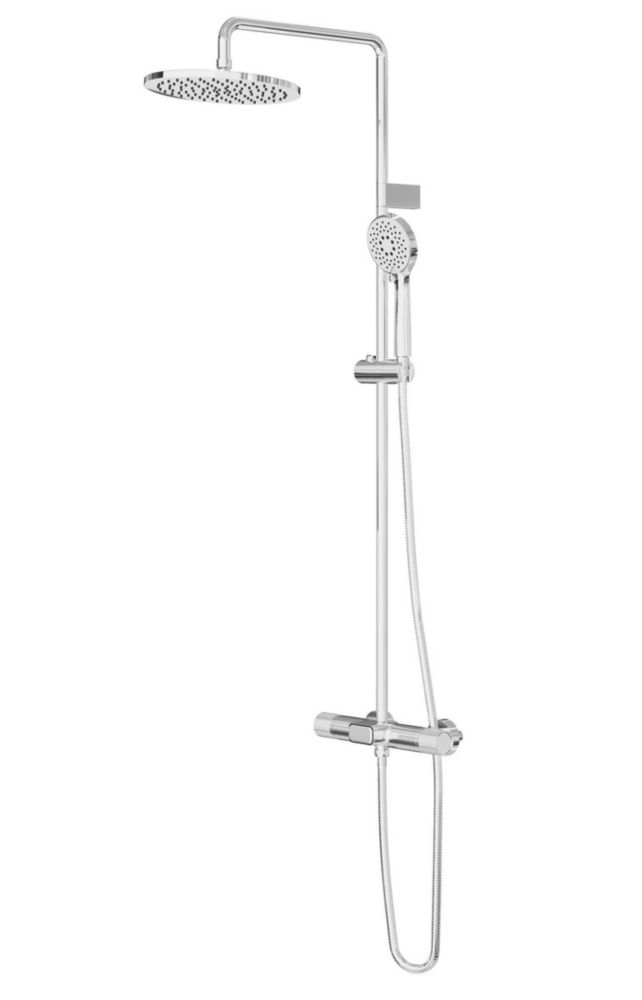 Swirl Lulworth Rear-Fed Exposed Chrome-Plated Thermostatic Mixer Shower ...