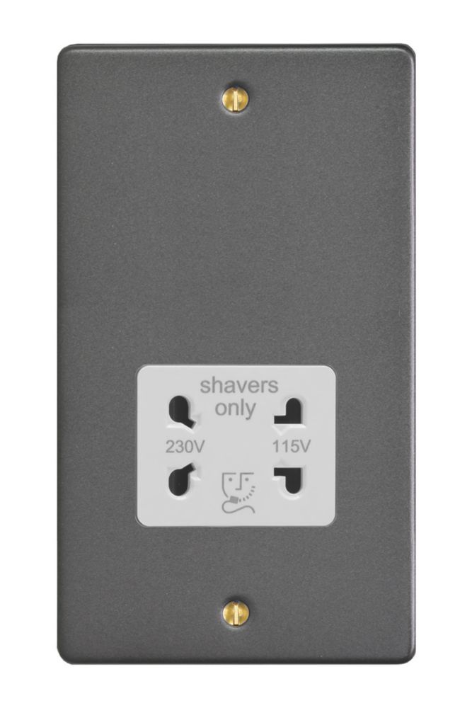 Varilight 2-Gang Dual Voltage Shaver Socket 115 / 230V Graphite Grey ...