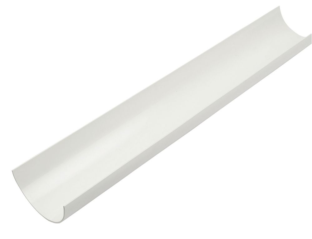 FloPlast uPVC Half Round Gutter White 112mm x 3m 6 Pack - Screwfix