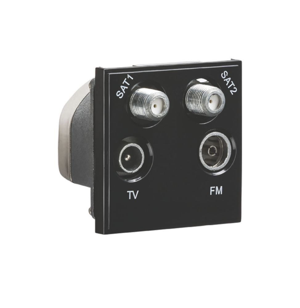 Knightsbridge Quadruplex Modular Multimedia Socket Black - Screwfix