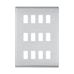 British General Nexus Metal Grid 12-Module Grid Faceplate Brushed Steel ...