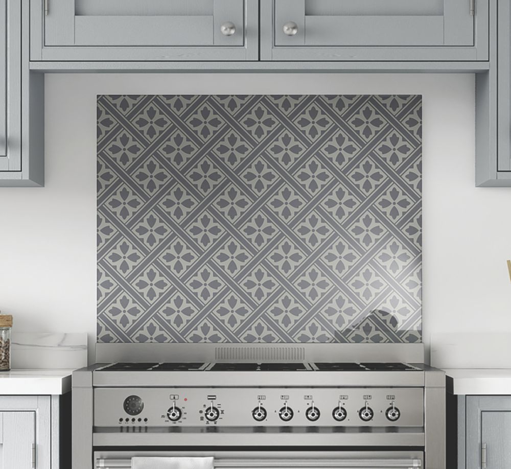 Laura Ashley Mr Jones Charcoal Self-Adhesive Glass Kitchen Splashback ...