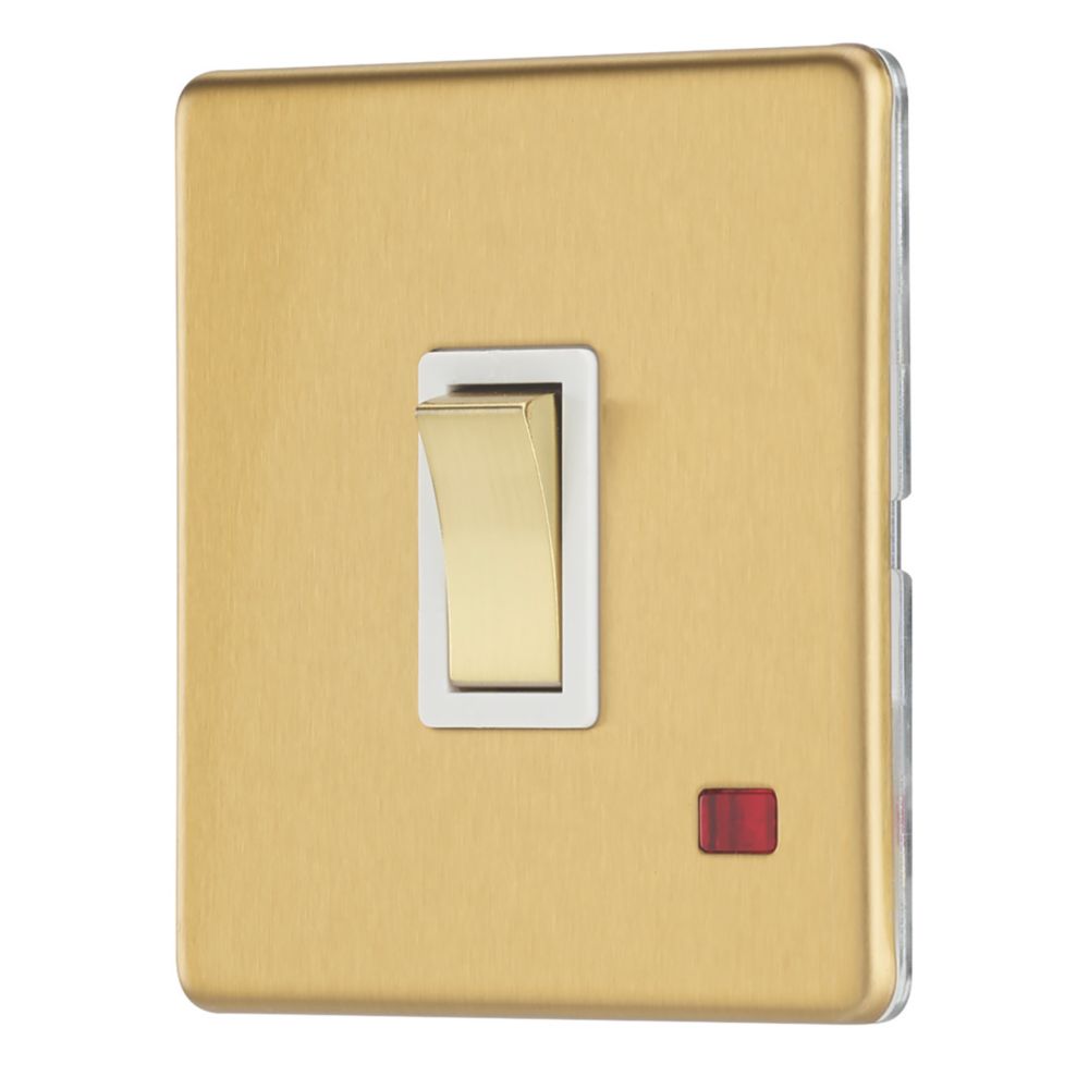 Contactum Lyric 20A 1-Gang DP Control Switch Brushed Brass with Neon ...